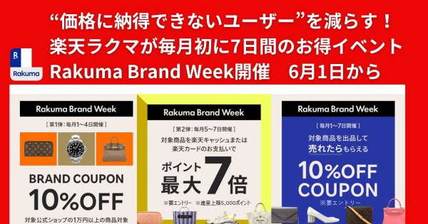 “価格に納得できないユーザー”を減らす！ 楽天ラクマが毎月初Rakuma Brand Week開催 6月1日から｜ECのミカタ